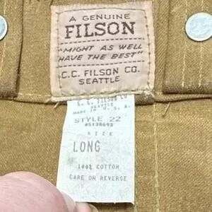 Filson | Other | Filson Hunting Chaps Mens Long Tan Waxed Tin Cloth ...